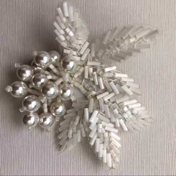 Vintage | Shoes | Vintage Cream White Beaded Shoe Clips | Poshmark